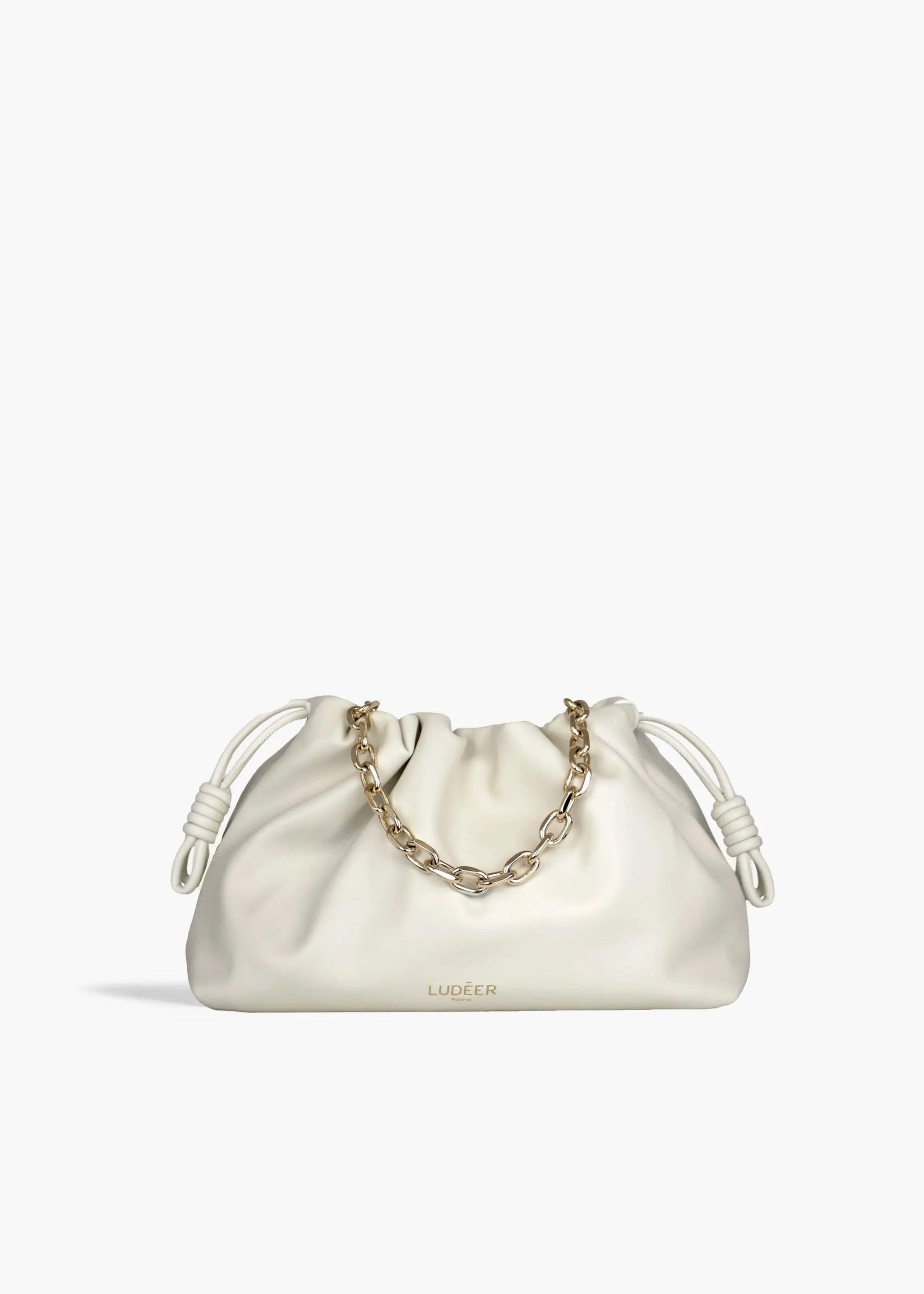 Stand By Me Pouch – Coconut Milk Gold Chain Shoulder Bag | Ludèer