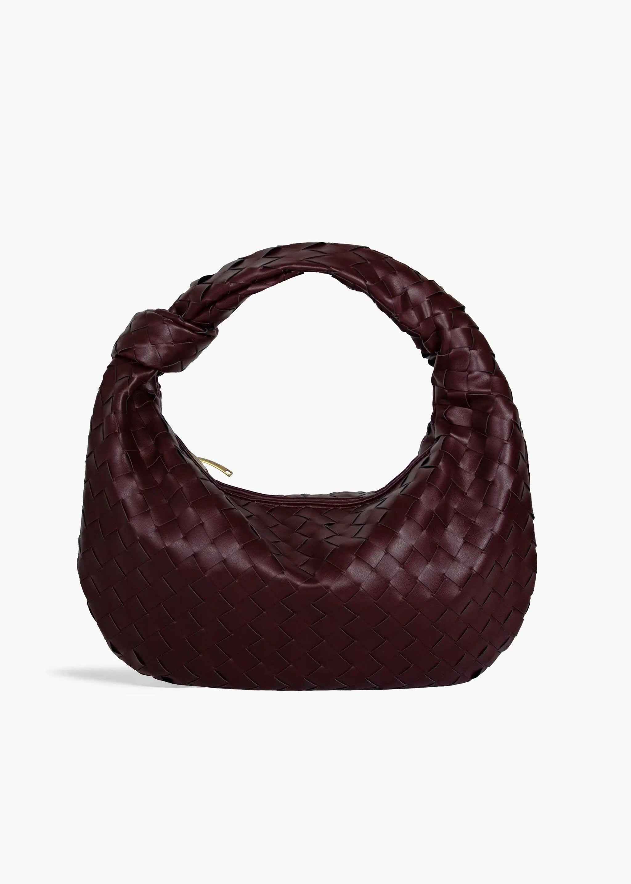 Aetherna Shoulder Bag Large Rouge Noir – Bold Woven Bag | LUDÈER